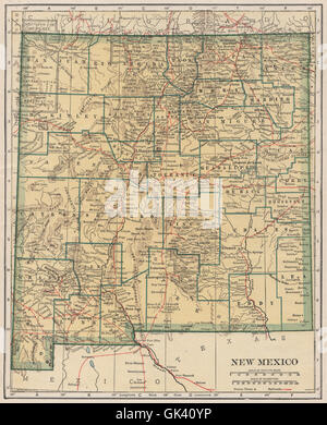 NEW MEXICO: New Mexico state map showing counties, 1910 Stock Photo - Alamy