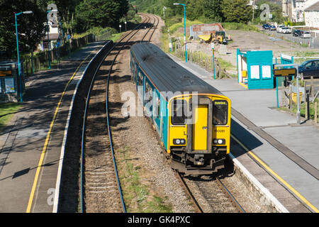 Two carriage Arriva train at Ferryside train station.,Carmarthenshire ...