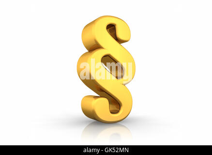 Golden section sign, paragraph symbol. 3D rendering isolated on white ...