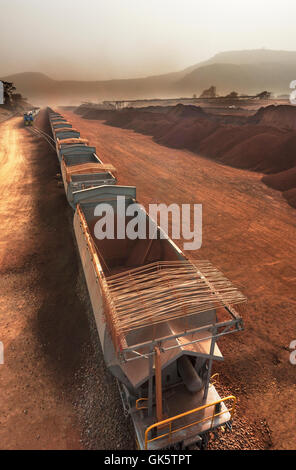 Iron Ore Waiting Be Loaded On Bulk Carrier Ships In Filled Capacity ...