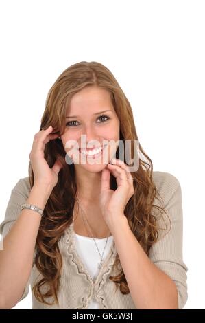 Business woman face embarrassed smile Stock Photo - Alamy