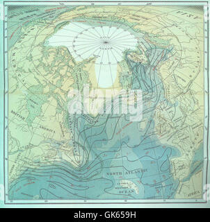 North Atlantic Ocean sea chart. Ports lighthouses mail routes. LARGE ...