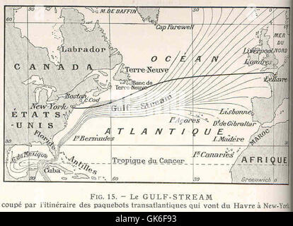 Map of the Gulf Stream and major North Atlantic Ocean currents. Sea ...
