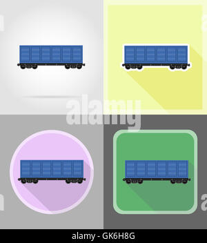 set icons railway carriage train flat icons illustration isolated on ...