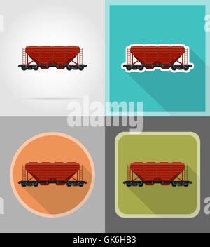 set icons railway carriage train flat icons illustration isolated on ...