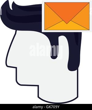 Smart mail symbol. Envelope with brain. Vector illustration Stock ...