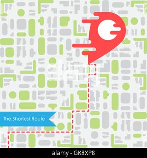 Liquid Red Pointer on Map. Fast Delivery or the Shortest Route Symbol ...