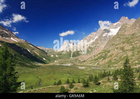 alps summer summerly stream valley landscape scenery countryside nature ...