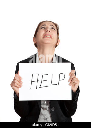 You need help The beautiful business woman at office asks of the help ...