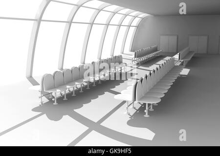 wait, waiting, station, hall, corridor, inside, space, graphic, modern ...