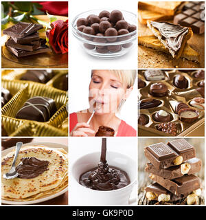 Collage with sweet melted chocolate Stock Photo - Alamy