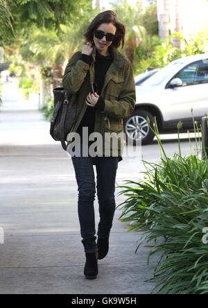 Lily Collins arrives at a friends house in Beverly Hills Featuring ...