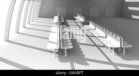 wait, waiting, station, hall, corridor, inside, space, graphic, modern ...