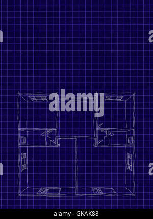 2d blueprint freehand sketch drawing of empty home apartment Stock ...