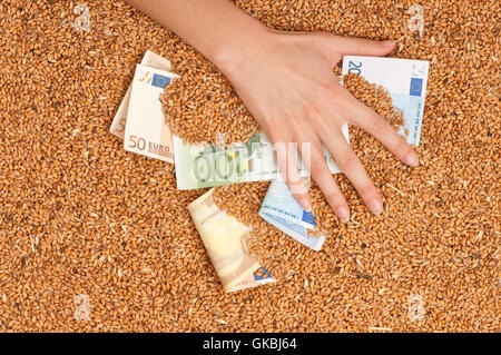 Businesswoman with euro currency sign Stock Photo - Alamy
