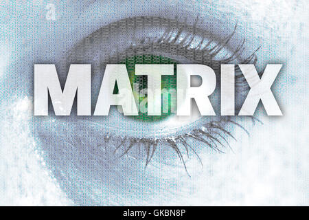 Matrix eye looks at viewer concept Stock Photo - Alamy