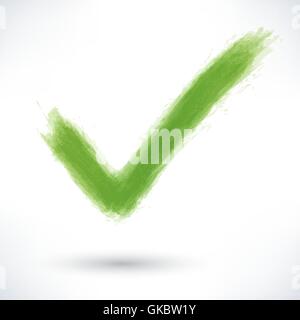Green check mark sign addition icon. Drawing created in ink sketch ...