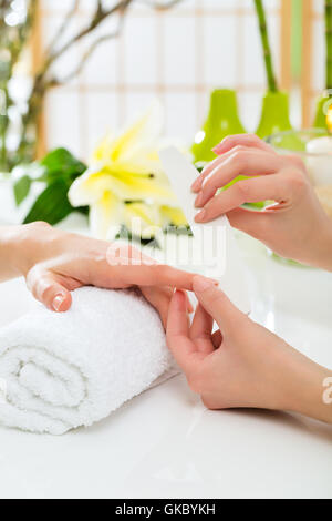 Manicure. Relaxation in spa salon. Woman fingers Stock Photo - Alamy