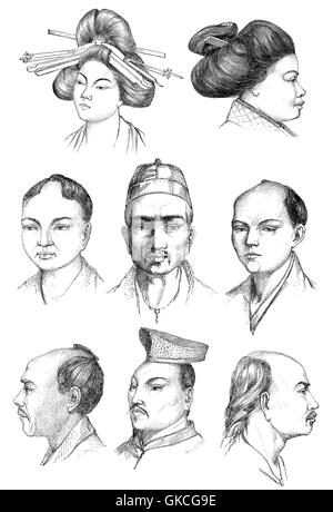19th century illustration of types of races Stock Photo - Alamy