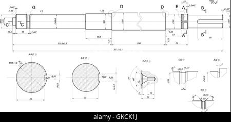 Expanded shaft sketch. Engineering drawing Stock Vector Image & Art - Alamy