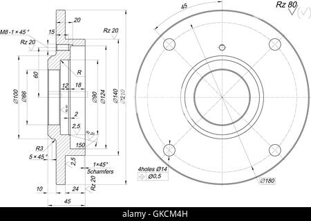 Bearing sketch. Engineering drawing Stock Vector Image & Art - Alamy