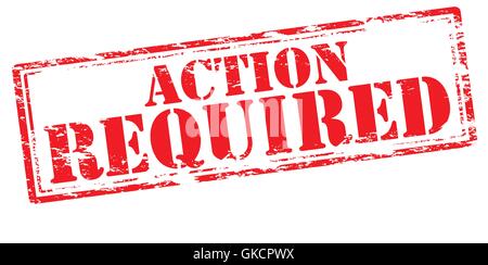 Action required grunge rubber stamp on white, vector illustration Stock ...