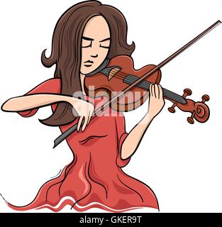 Violinist woman illustration. Violinist woman is playing music with ...