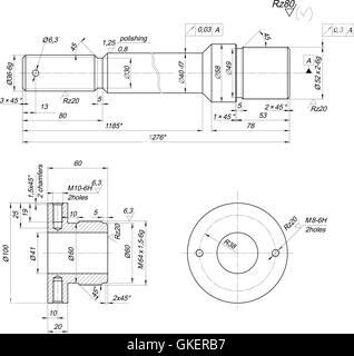 Bearing sketch with chamfers. Engineering drawing Stock Vector Image ...