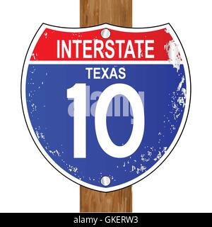 Vector illustration of the Texas Interstate 10 road sign Stock Vector ...