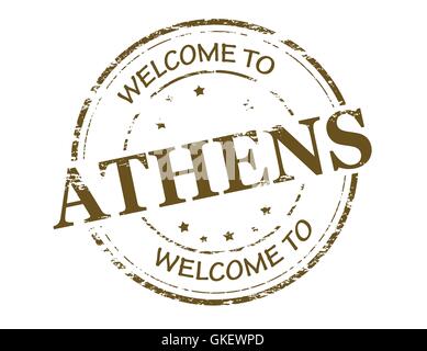 Welcome to Athens stamp. Athens round sign isolated on white background ...