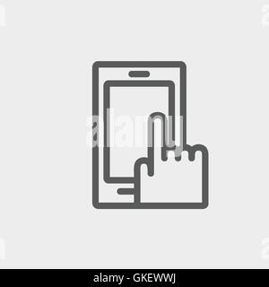 Mobile phone icon vector, line art outline style of smartphone symbol ...