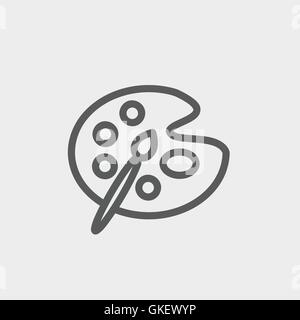 Paint palette thin line icon on white background - Vector illustration ...