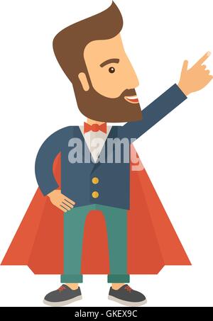 Hipster superhero businessman cartoon character design with many thumbs ...