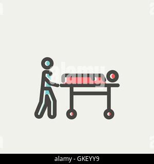 Man pushing the stretcher with a sick person icon black Stock Vector ...