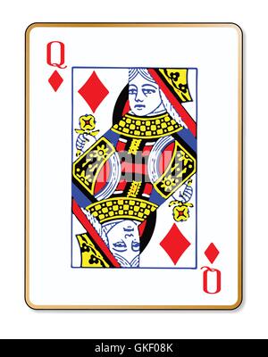 Playing Card Queen Diamonds Red Yellow and Black Stock Vector Image ...