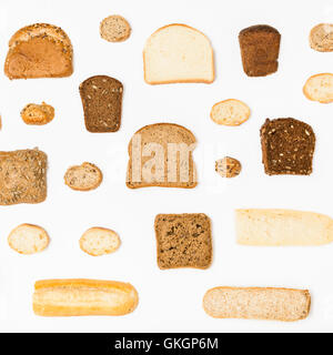 Collage of fresh bread loaves on white background Stock Photo - Alamy