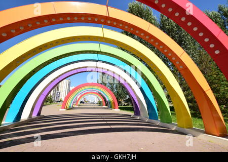Street decoration in the form of colourful arches Stock Photo - Alamy