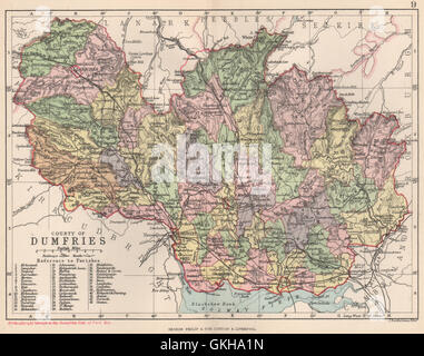 DUMFRIESSHIRE antique county map. Parishes. Gretna. Scotland. LIZARS ...