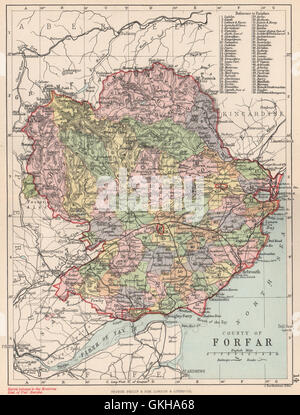 FORFARSHIRE: Antique county map. Scotland. Dundee Montrose. LIZARS ...