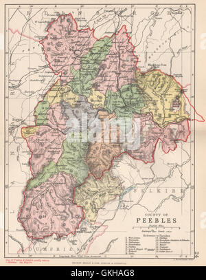SCOTLAND: Peebles: Peeblesshire: Philip, 1891 antique map Stock Photo ...