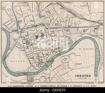 CHESTER. Vintage town city map plan. Cheshire 1950 old vintage chart ...