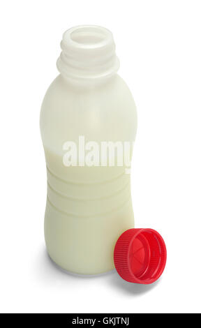 Milk Bottle with Red Cap Isolated on White Background Stock Photo - Alamy