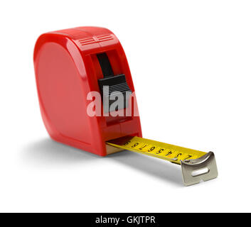 Red new tape-measure on a white background Stock Photo - Alamy