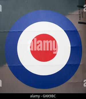 RAF red white and blue roundel on underside wing of WW2 Spitfire ...