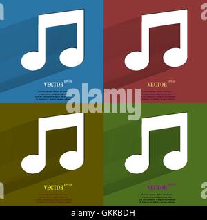 Musical note color flat icon, music icon with heart sign. Like music ...