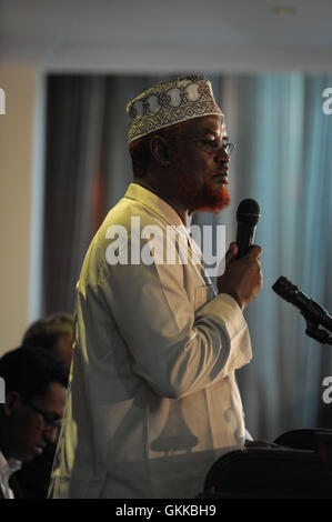 Ahmed Madobe, leader of the Juba Interim Administration, delivers a ...