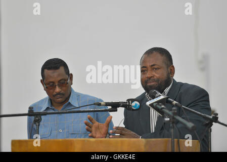 Minister of Labour Luqman Sheikh Ismail delivers a speech at the launch ...
