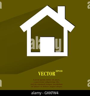 house. Flat modern web button with long shadow and space for your text. Vector. EPS10 Stock ...