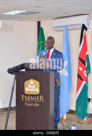AMISOM Senior Humanitarian Officer, Abdul Diagabate, delivers a speech ...