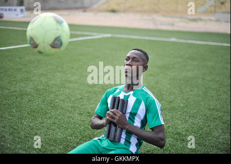 The Somalia national soccer team trains at Banadir Stadium in Mogadishu ...